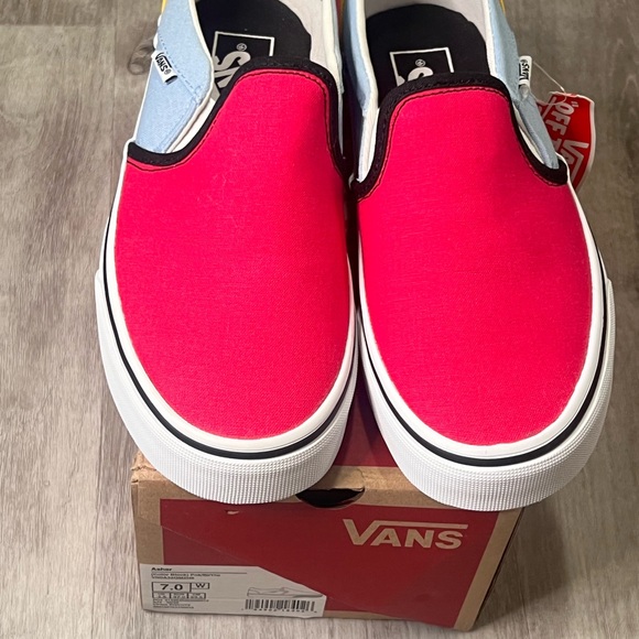 Vans | Shoes | New Vans Bold Pink And Blue Slipon Shoes | Poshmark